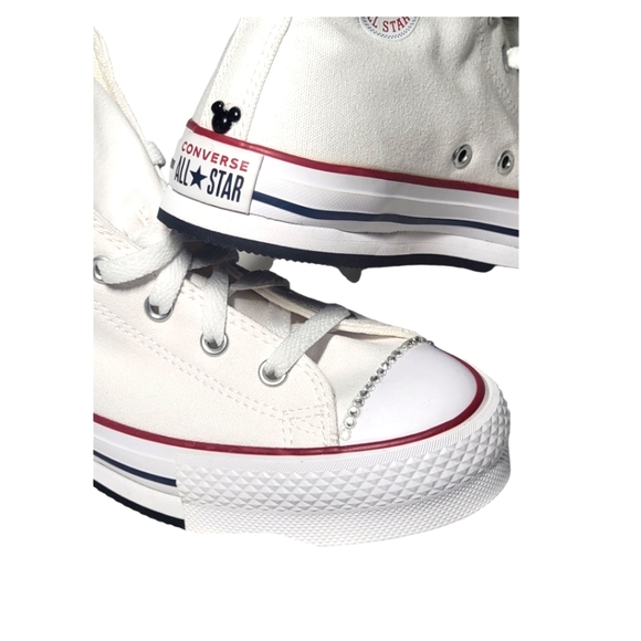 Converse | Shoes | Womens White Chuck Taylor Platforms Customized With ...
